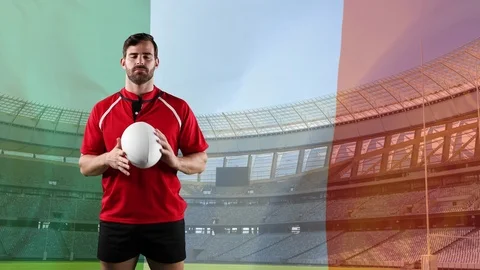 Professional rugby player standing in fr... | Stock Video | Pond5