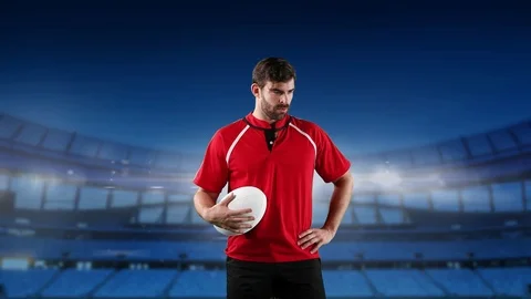 Professional rugby player standing in fr... | Stock Video | Pond5