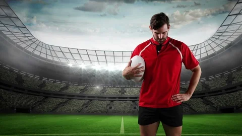 Professional rugby player standing in fr... | Stock Video | Pond5