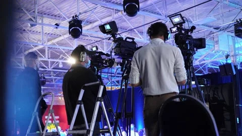 Professional video camera operators prep... | Stock Video | Pond5