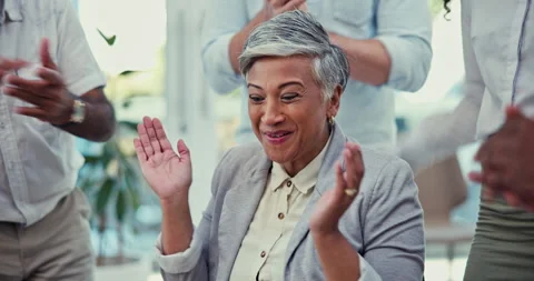 Professional win, senior woman and team ... | Stock Video | Pond5