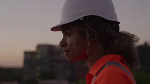 Profile Of Curly Haired Female Construct... | Stock Video | Pond5