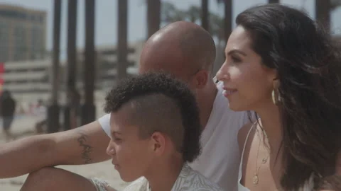 Profile of a Family of Three Posing and ... | Stock Video | Pond5