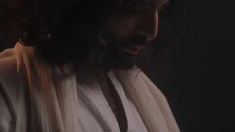 Profile of Jesus Christ Bowing His Head ... | Stock Video | Pond5