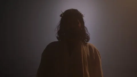 Profile of Jesus Christ with a Crown of ... | Stock Video | Pond5