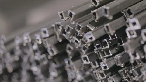 Profile pipe in a covered warehouse, pro... | Stock Video | Pond5