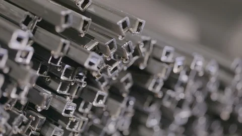 Profile pipe in a covered warehouse, pro... | Stock Video | Pond5