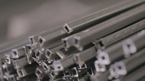 Profile pipe in a covered warehouse, pro... | Stock Video | Pond5