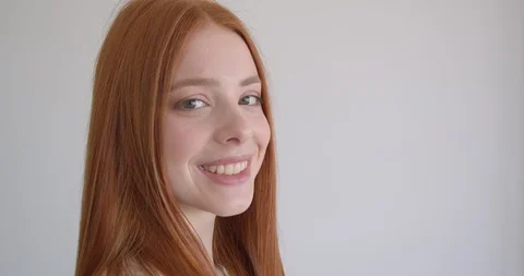 Profile portrait of beautiful ginger mod... | Stock Video | Pond5