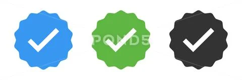 Profile verification check marks icon. Approved symbol. Sign sticker ok ...