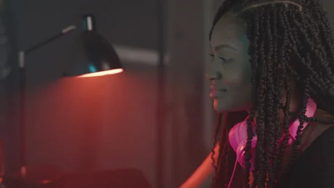 Profile View of a Female Video Editor Wo... | Stock Video | Pond5