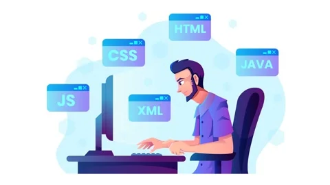 Programmer animated flat design concept. | Stock Video | Pond5