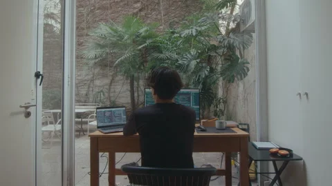 Programmer Entering Cozy Home Office and... | Stock Video | Pond5