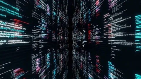 Programming code flowing on black backgr... | Stock Video | Pond5
