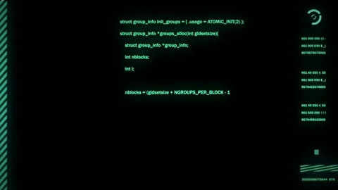 programming code running down a computer... | Stock Video | Pond5