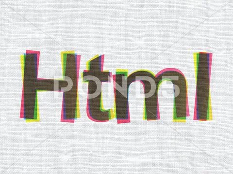 Programming concept: Html on fabric texture background ~ Clip Art #63862607