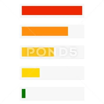 Progress bar, level indicator in perspective. 6-step progress bar with ...