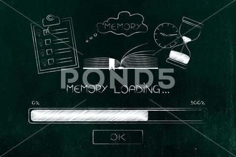 Progress bar loading with memory icon made by book with to do list and ...