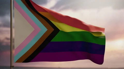 Progress pride flag waving slow motion a... | Stock Video | Pond5