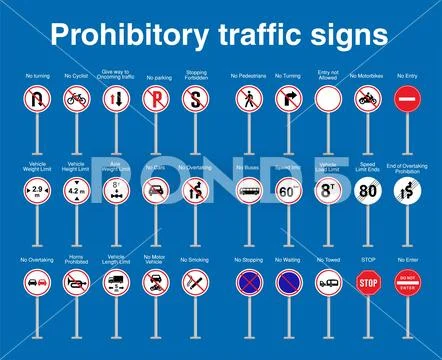 Prohibitory traffic signs collection: Graphic #290939025