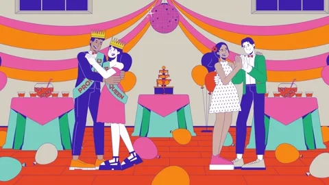 Prom high school dance party cartoon ani... | Stock Video | Pond5