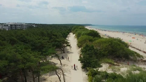 Promenade Beach Rowy Plaza Deptak Aerial... | Stock Video | Pond5