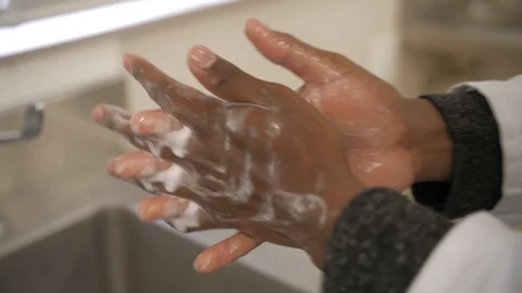Proper hand washing technique, step 4: P... | Stock Video | Pond5