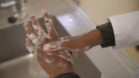 Proper hand washing technique, step 6: W... | Stock Video | Pond5