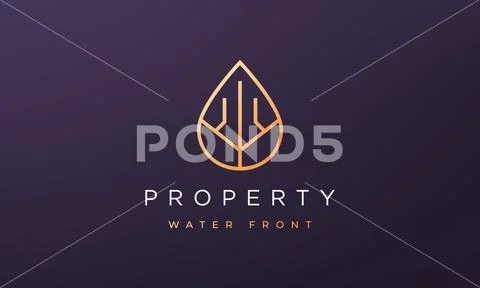 Property and water logo concept in a minimal and modern style ~ Clip ...