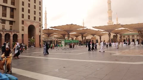 The Prophet's Mosque Square. Umrah, Hajj... | Stock Video | Pond5