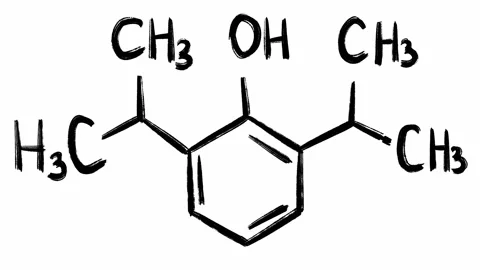 Propofol skeletal structure and chemical... | Stock Video | Pond5