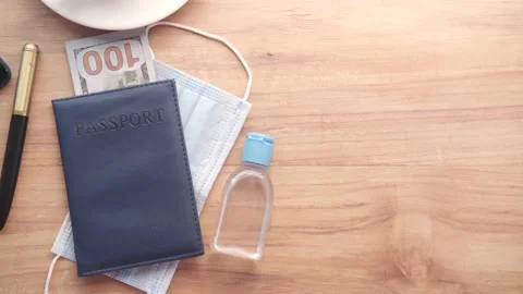 protective mask, map and blue color pass... | Stock Video | Pond5