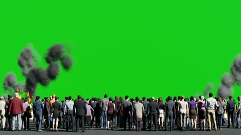 protest crowd with fire burning and smok... | Stock Video | Pond5