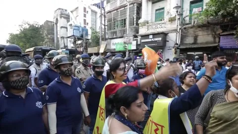 Protest in Kolkata over rape and death o... | Stock Video | Pond5