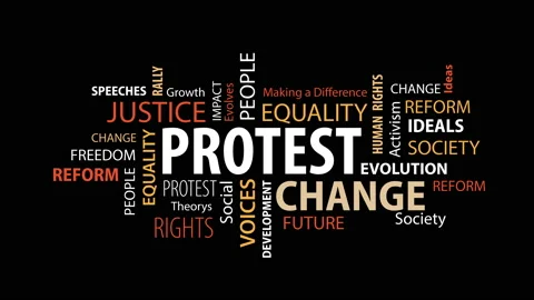 Protest Word Cloud on a Black Background | Stock Video | Pond5