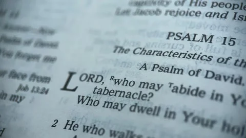 Psalm 15 On Bible, Slider Shot | Stock Video | Pond5