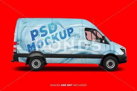 PSD Template: PSD Car Wrap mockups - Mercedes Benz Sprinter 2500 #247580379