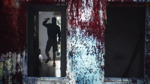 Psycho Knife Attacks Bloody Derelict Hou... | Stock Video | Pond5