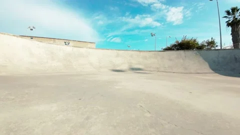 Public Skate park ramps, low angle point... | Stock Video | Pond5