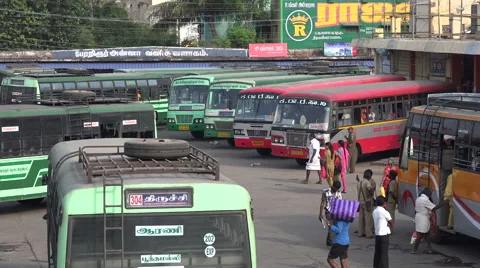 Public transport in India, intercity bus... | Stock Video | Pond5