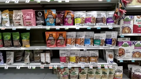 Publix grocery store breakfast cereals a... | Stock Video | Pond5