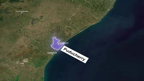 Puducherry state zoomed on the map of In... | Stock Video | Pond5