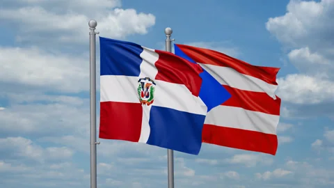 Puerto Rico and Dominican two flags | Stock Video | Pond5