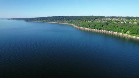 Puget Sound Blue Ocean Water Aerial Back... | Stock Video | Pond5