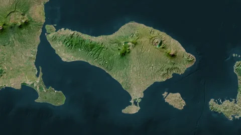 Pulau Bali Island in the Bali Sea. Satel... | Stock Video | Pond5