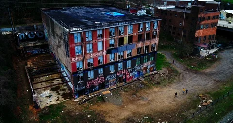 Pull Out and Up of Graffiti Art District... | Stock Video | Pond5