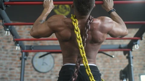 pull-ups back muscles workout fitness | Stock Video | Pond5