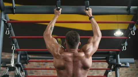 pull-ups back muscles workout fitness | Stock Video | Pond5