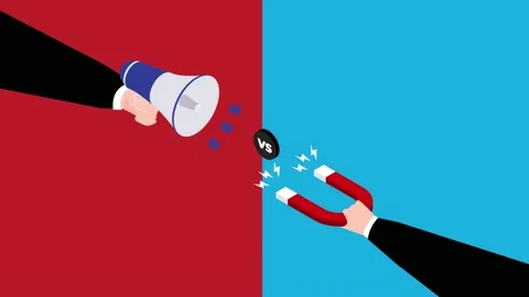 Pull vs push strategy 3d animation | Stock Video | Pond5