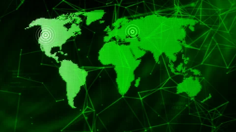 Pulsating dots on world map. Motion. Hol... | Stock Video | Pond5